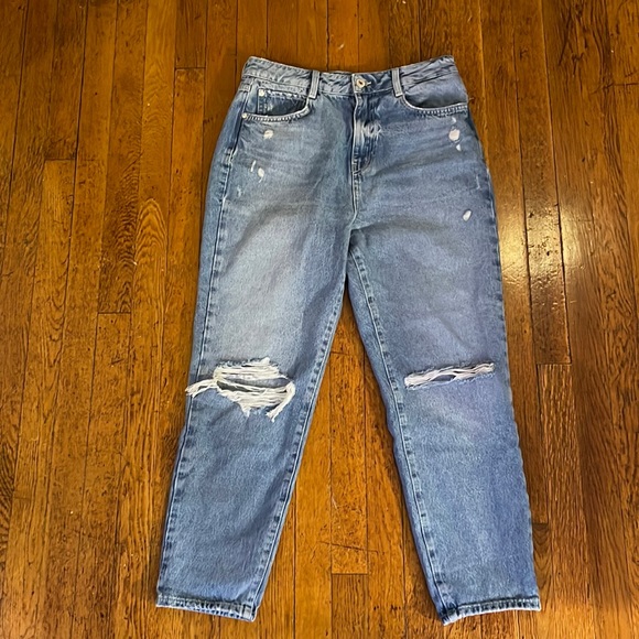 Zara | Jeans | Zara Ripped Mom Jeans | Poshmark